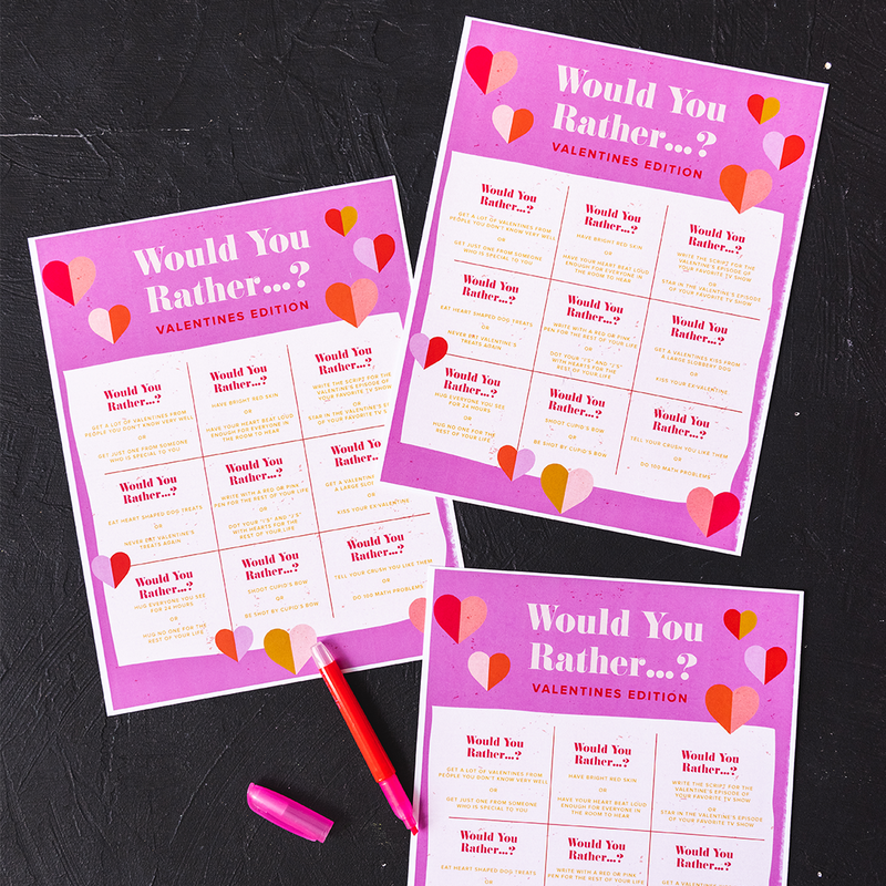 Valentine's Day Would You Rather, PDF Printable - The House That Lars Built
