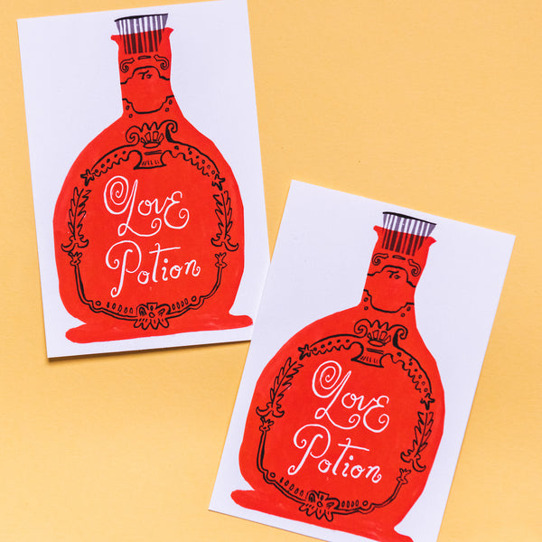 Love Potion Valentine One-Sided Card by Danielle Kroll, PDF Printable ...