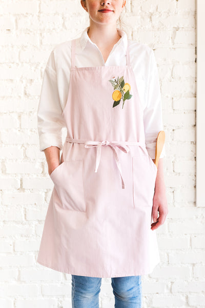 Pink Apron - Embroidered Lemon – The House That Lars Built
