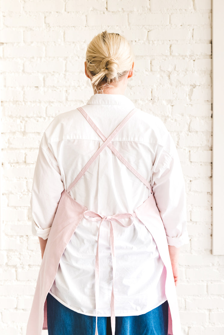 Pink Apron - Embroidered Lemon - The House That Lars Built