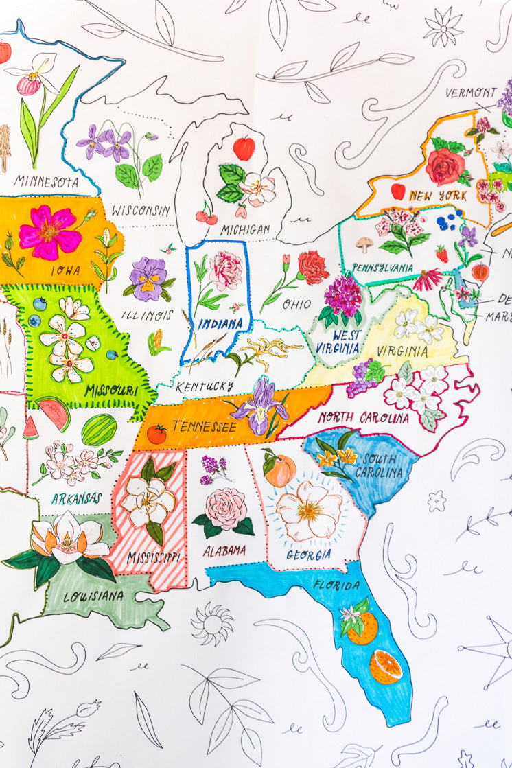 State Flower Map Coloring Page, PDF Printable - The House That Lars Built