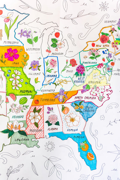 State Flower Map Coloring Page, PDF Printable – The House That Lars Built