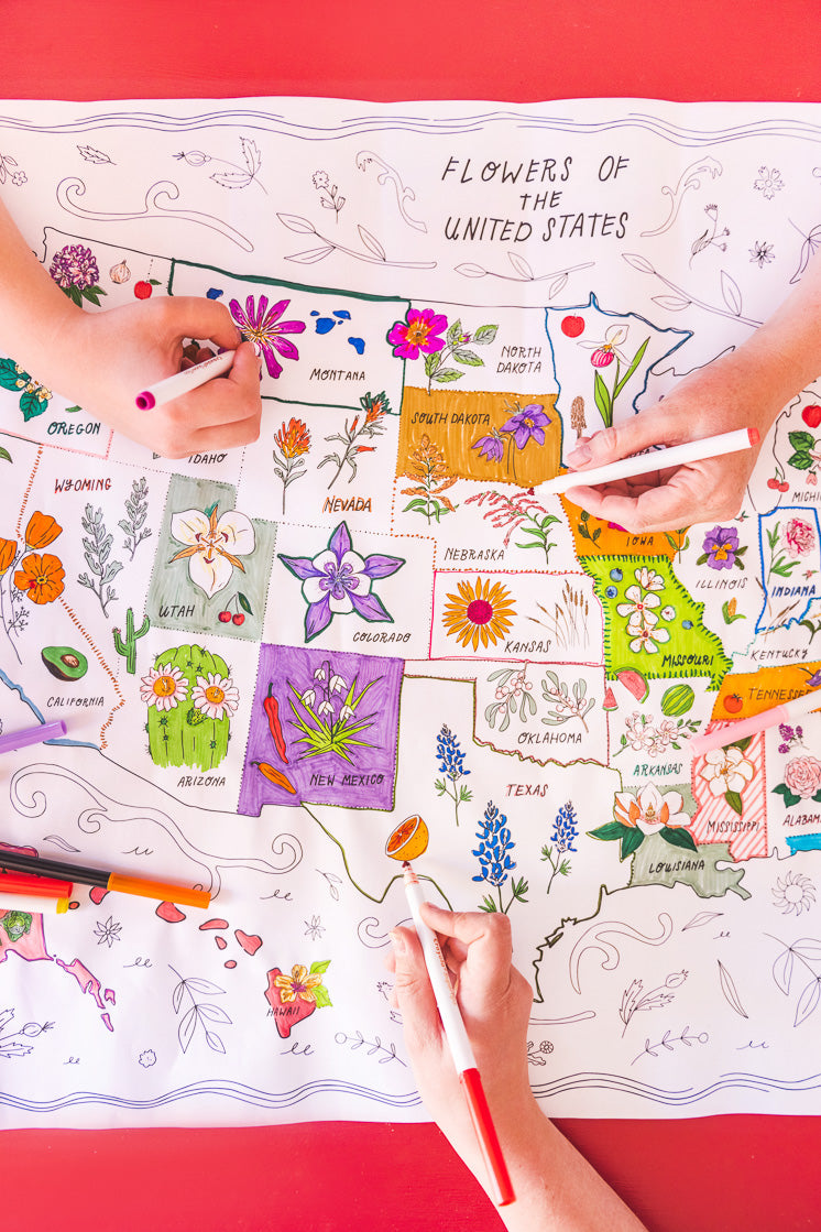 State Flower Map Coloring Page, PDF Printable - The House That Lars Built