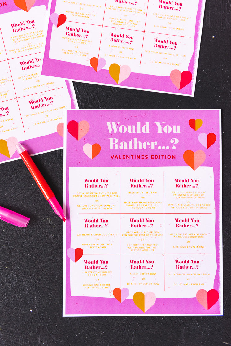 Valentine's Day Would You Rather, PDF Printable - The House That Lars Built